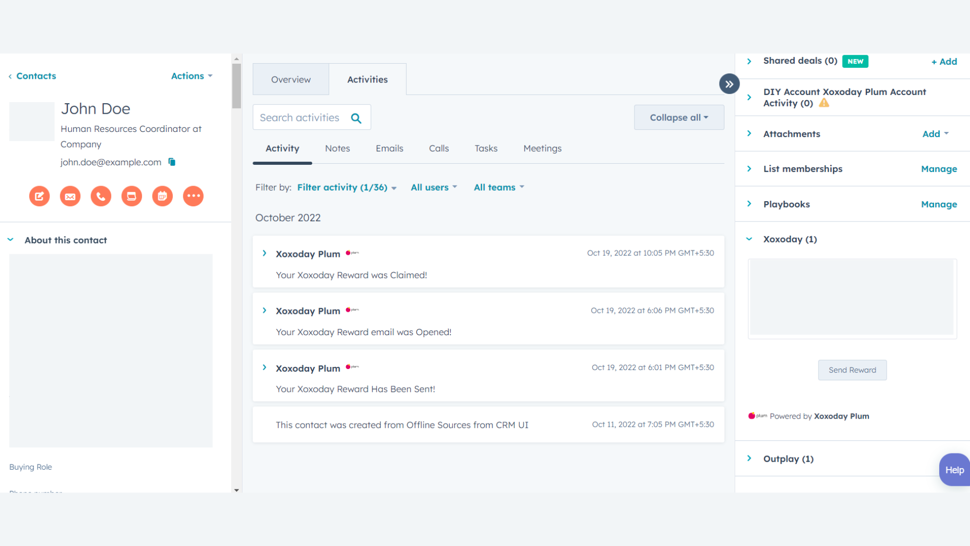 Xoxoday Plum HubSpot Integration | Connect Them Today